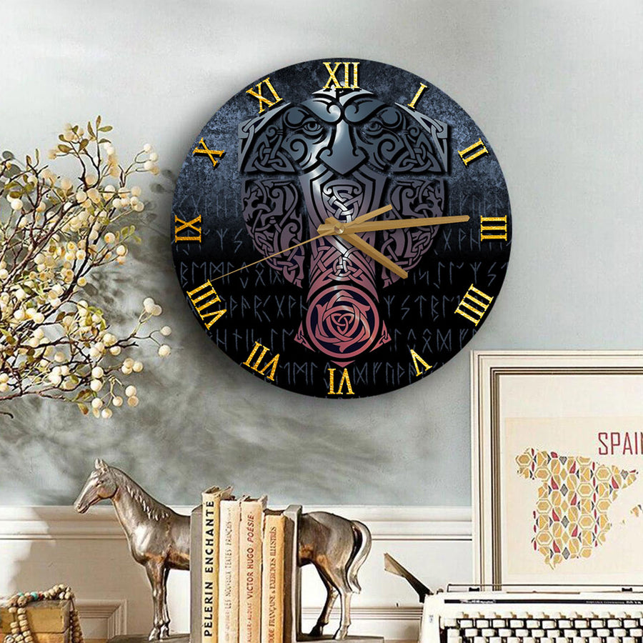 Tspinners Clock - Thor Ancient God Of Thunder Wooden Clock (Gold) A7 ...