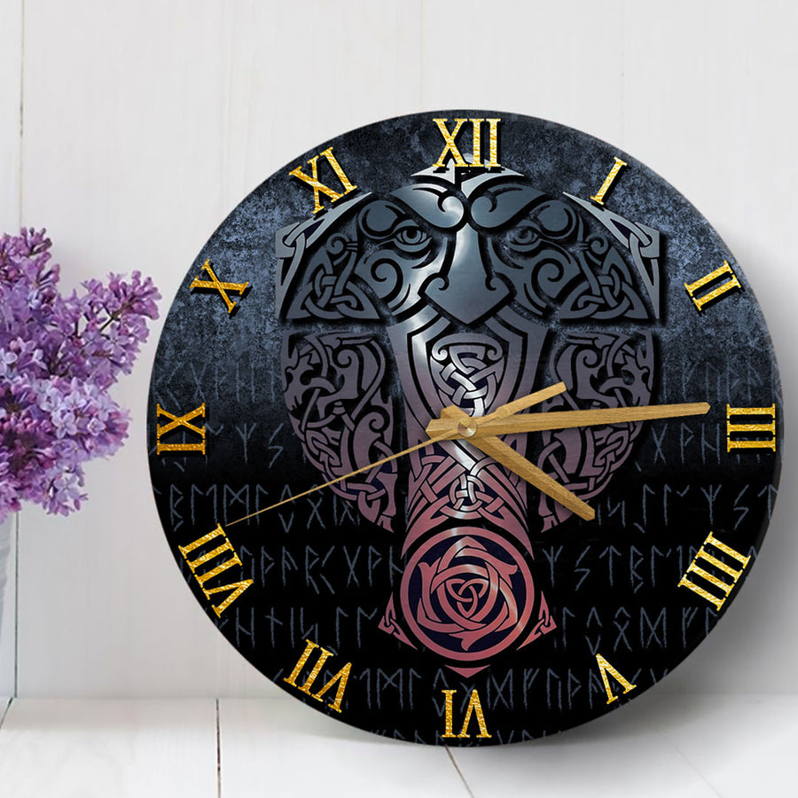 Tspinners Clock - Thor Ancient God Of Thunder Wooden Clock (Gold) A7 ...